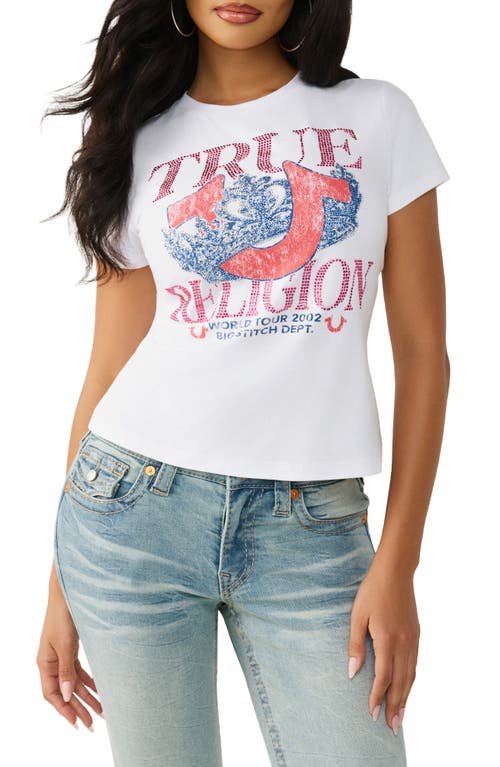 TRUE RELIGION BRAND JEANS Crystal Embellished Logo T-Shirt